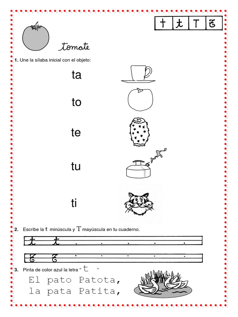Actividades con el fonema T para niños | PDF