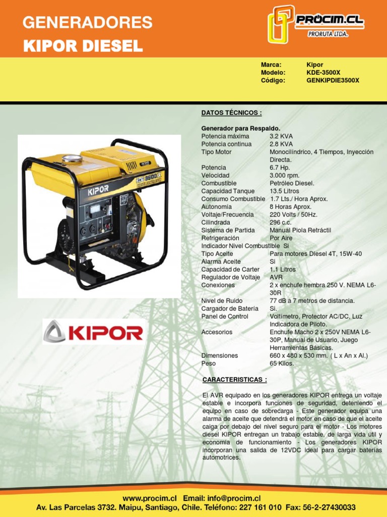 Generador Electrico Kipor Kde-3500x 32 Kva 220 V Diesel-0 | PDF | Motor ...