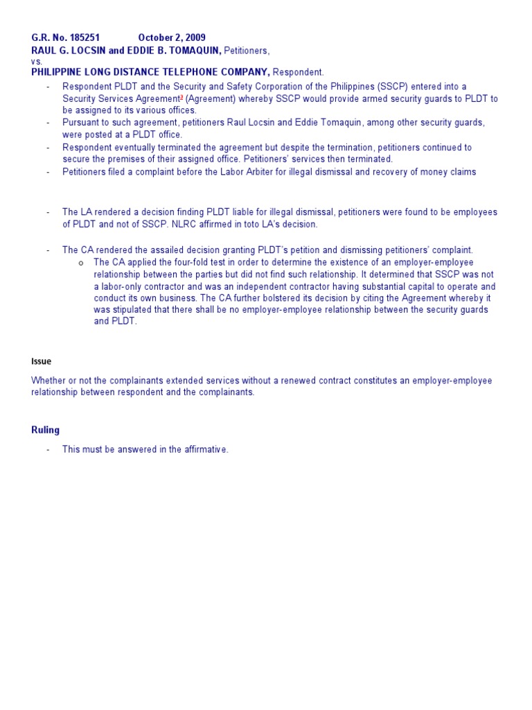 Locsin vs. PLDT | PDF | Social Science | Law