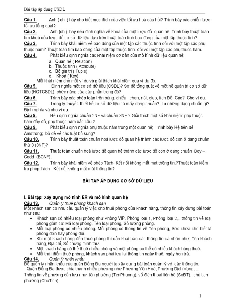 Bai Tap Ap Dung CSDL - Mo | PDF