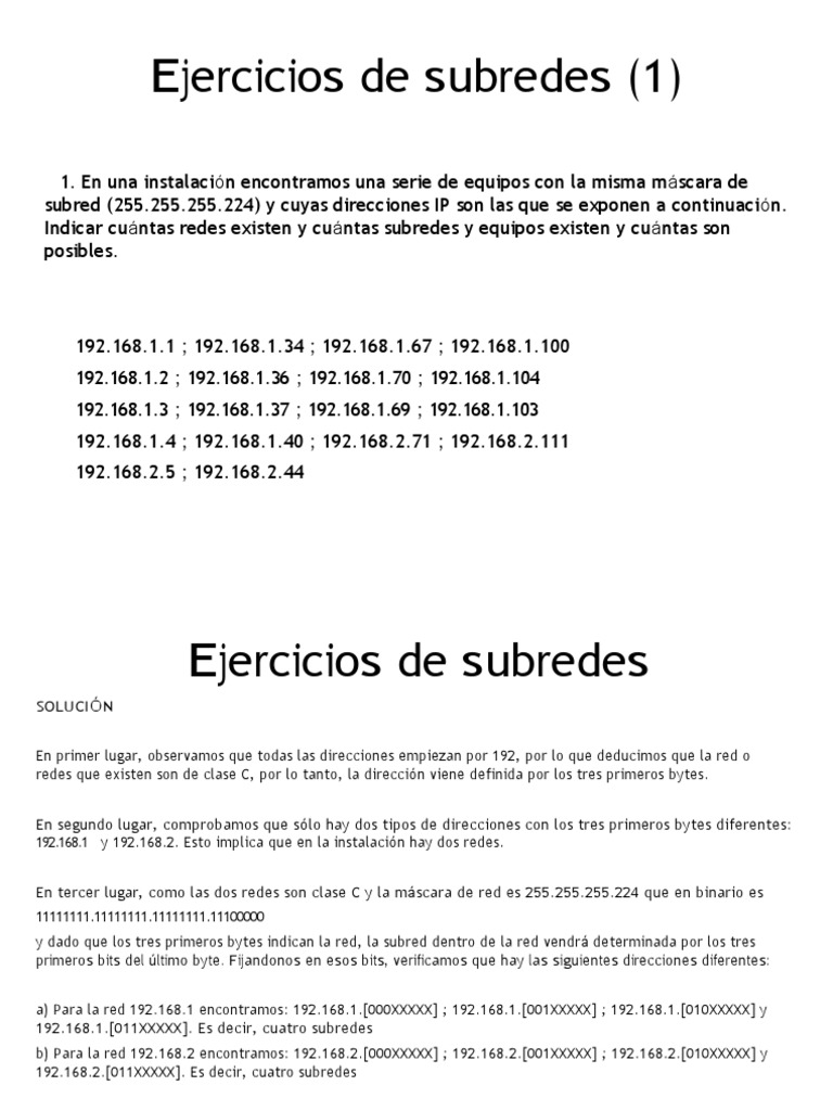 Ejercicios 2 | PDF | Dirección IP | Estándares de internet