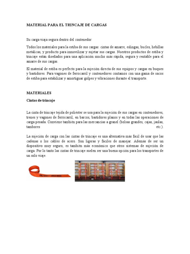 Material Empleado en El Trincaje de Carga - Damaso Nuñez | PDF ...