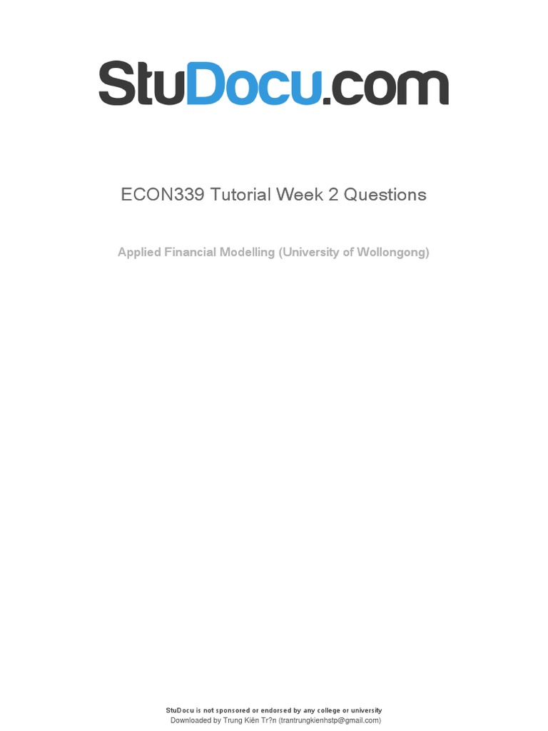 Econ339 Tutorial Week 2 Questions | PDF