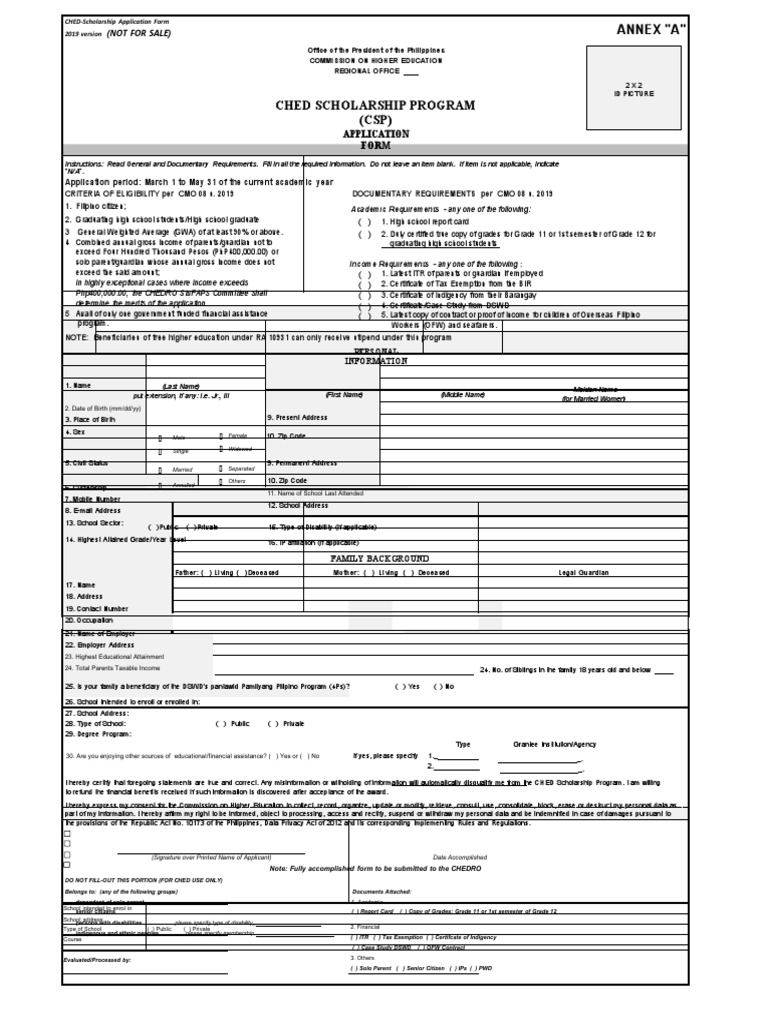 Ched Scholarship Form 2020 Pdf Government
