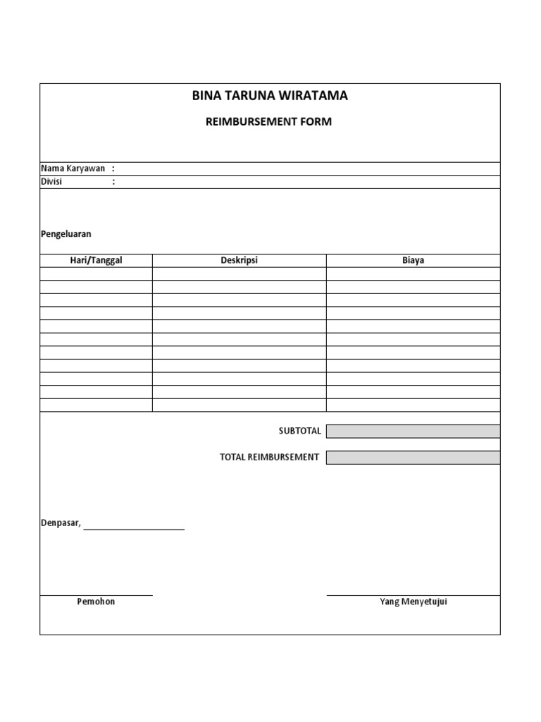 Form - Reimbursement BTW | PDF