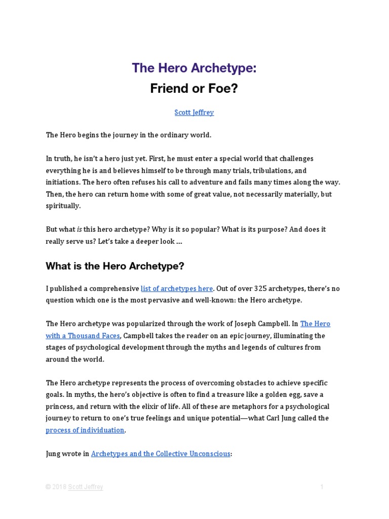 The Hero Archetype:: Friend or Foe? | PDF | Hero | Archetype