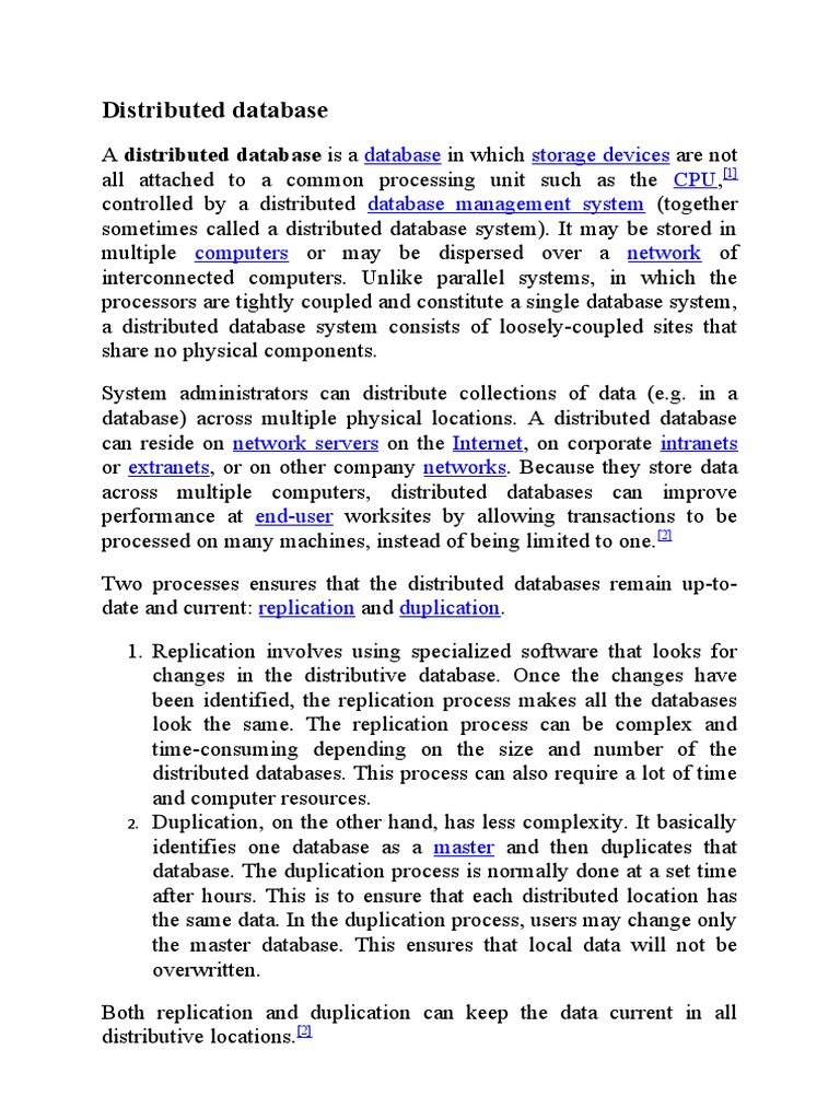 Distributed Database: Database Storage Devices CPU Database Management System Computers Network ...