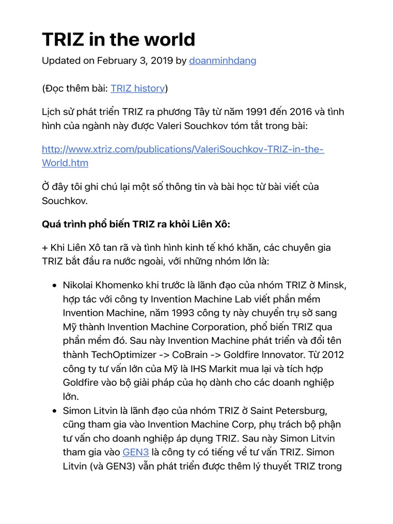 TRIZ in The World - TRIZ Resources | PDF