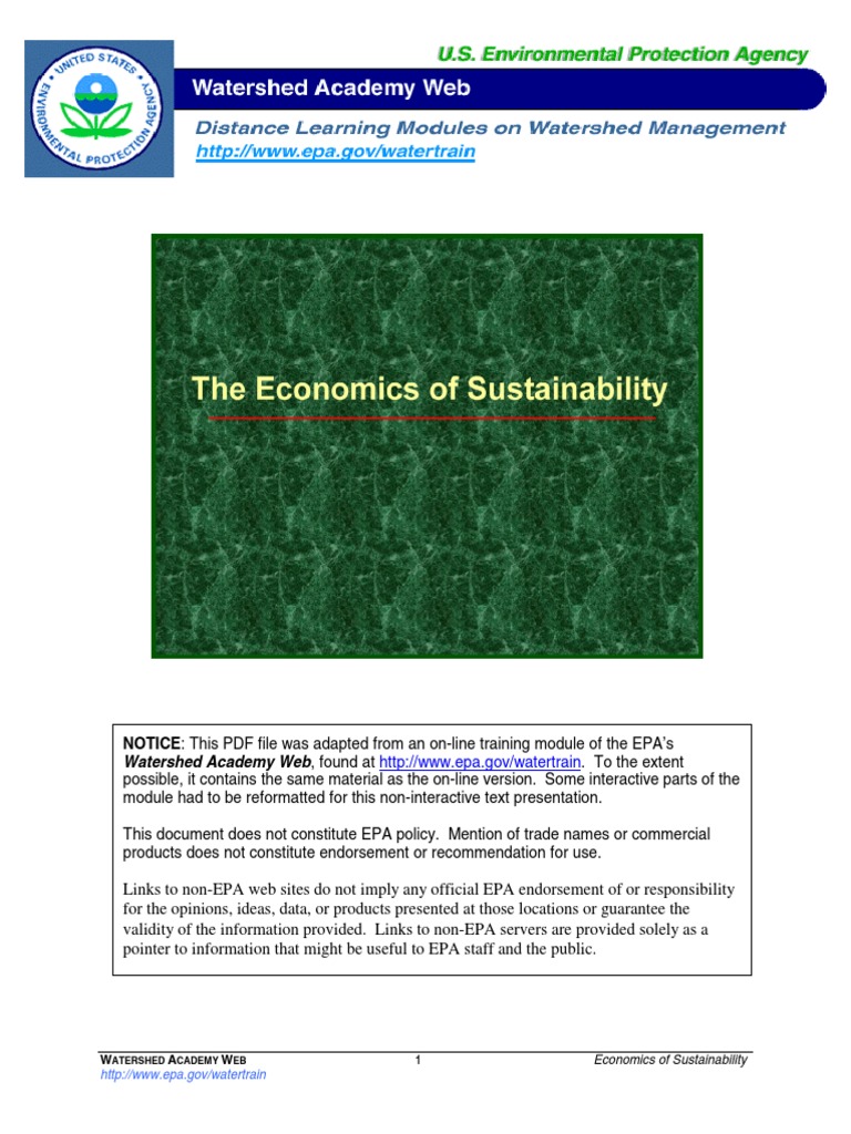 Economics of Sustainability | PDF | Sustainability | Economics
