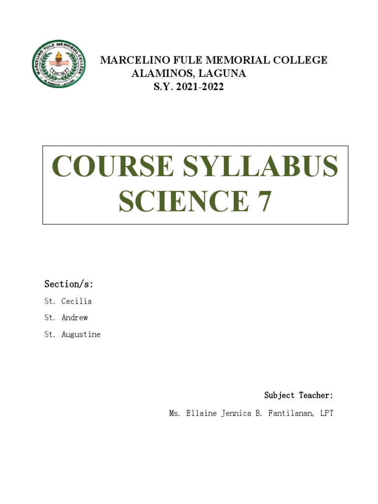 Course Syllabus: Science 7 | Download Free PDF | Meteoroid | Matter