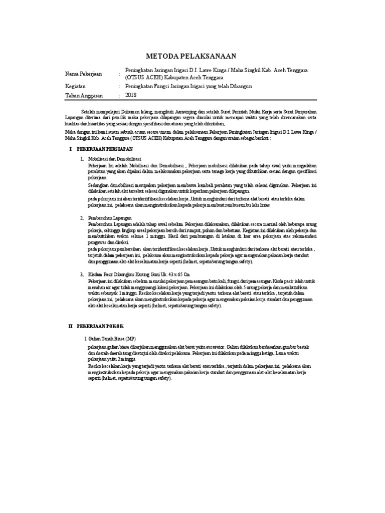 Metode Pelaksanaan Pekerjaan | PDF | Griya & Taman | Sains & Matematika