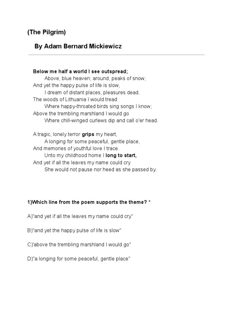 A Poem of Exile and Homesickness: The Pilgrim by Adam Bernard ...