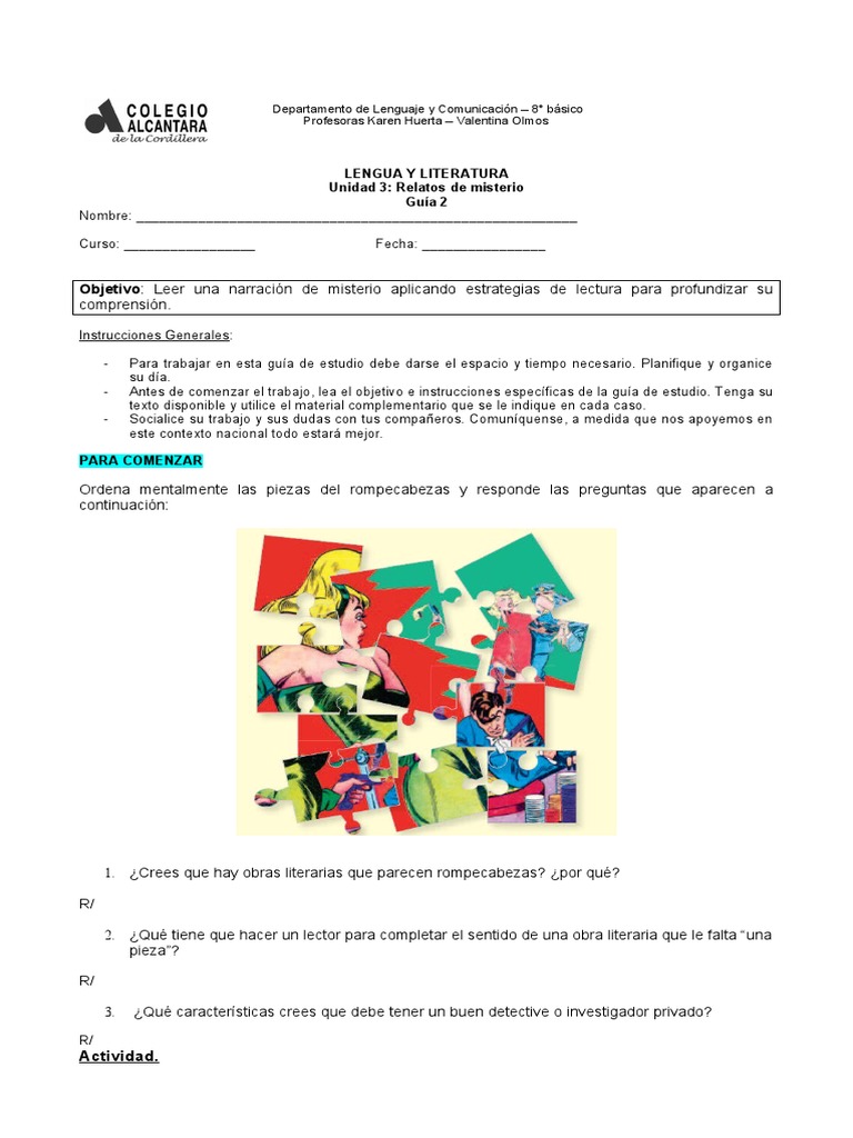 Solucionario Guía 2 Unidad 3 Relatos de Misterio | PDF