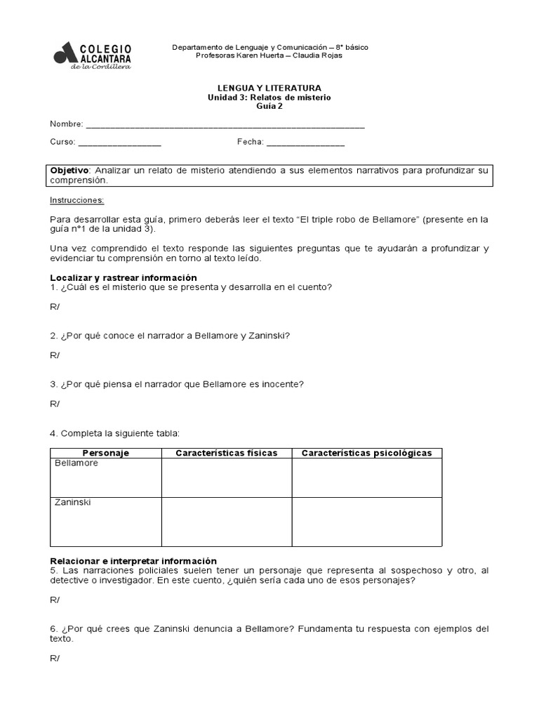 Análisis del misterio en Bellamore | PDF | Cognición