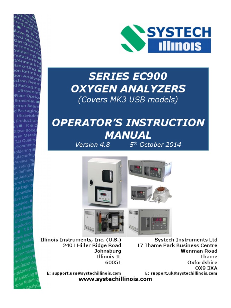 Series Ec900 Oxygen Analyzers Operator'S Instruction Manual: (Covers ...