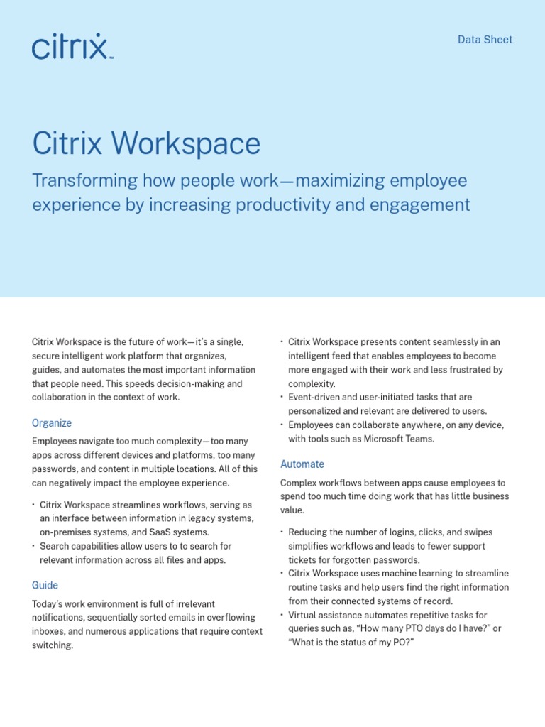 Citrix Workspace Feature Matrix | PDF | Cloud Computing | Web Application