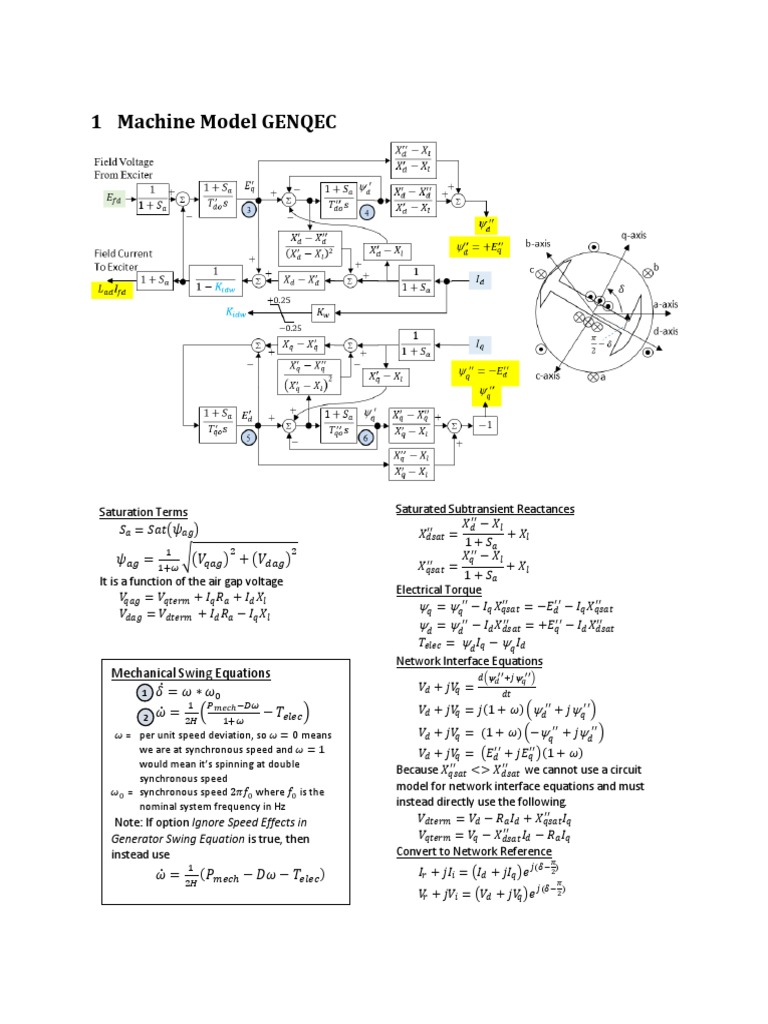 1 Machine Model GENQEC: Generator Swing Equation Is True, Then | PDF ...