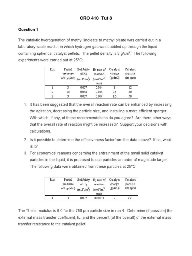 Cro Tut8 | PDF | Chemical Reactor | Reaction Rate