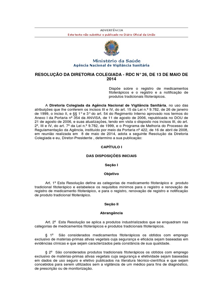 RDC 26 - 2014 | PDF | Farmacêutico | Droga farmacêutica