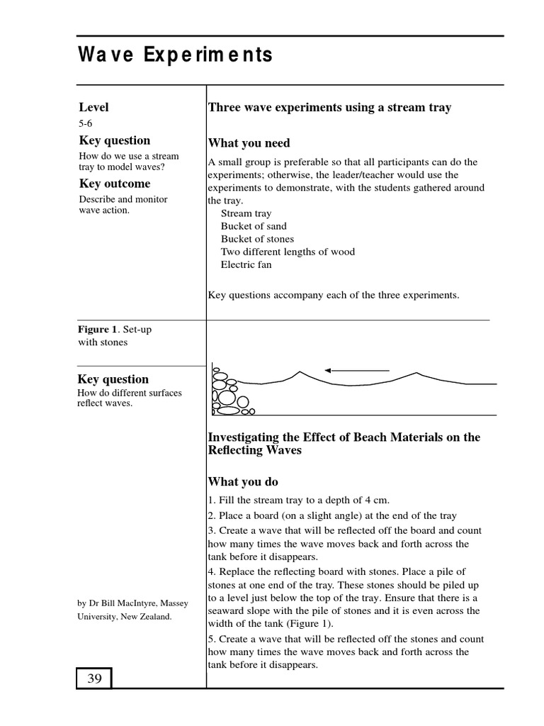 Wave Experiments: Level Three Wave Experiments Using A Stream Tray ...