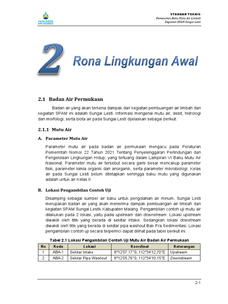 Draft Pertek Air Limbah - Bab 2 Rona Lingkungan Awal | PDF