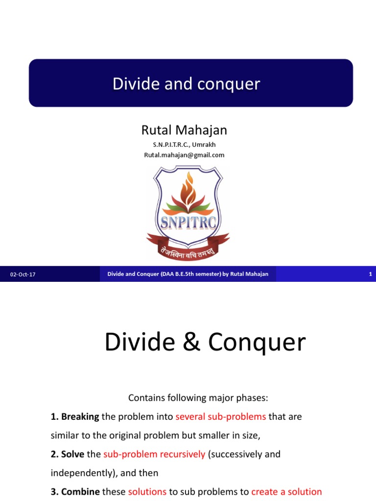 Divide and Conqure | PDF | Computer Programming | Applied Mathematics