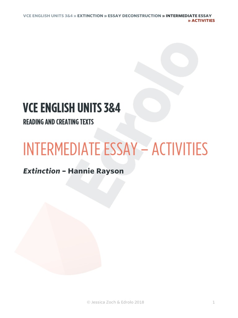 Vce English Units 3&4: Intermediate Essay - Activities | PDF ...