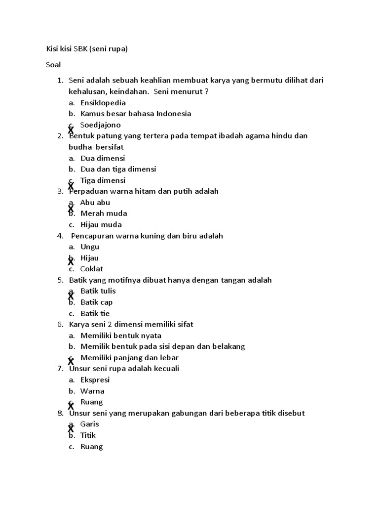 Jawaban Kisi Kisi SBK PTS | PDF