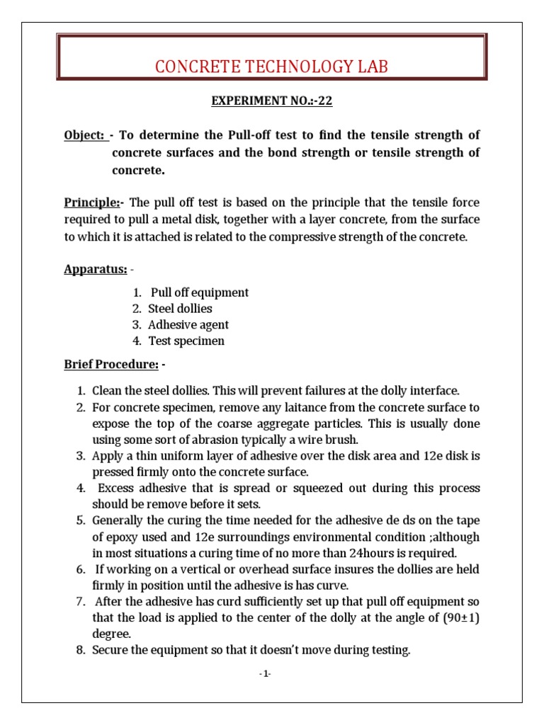 Determining Concrete Bond Strength Through Pull-Off Testing | PDF