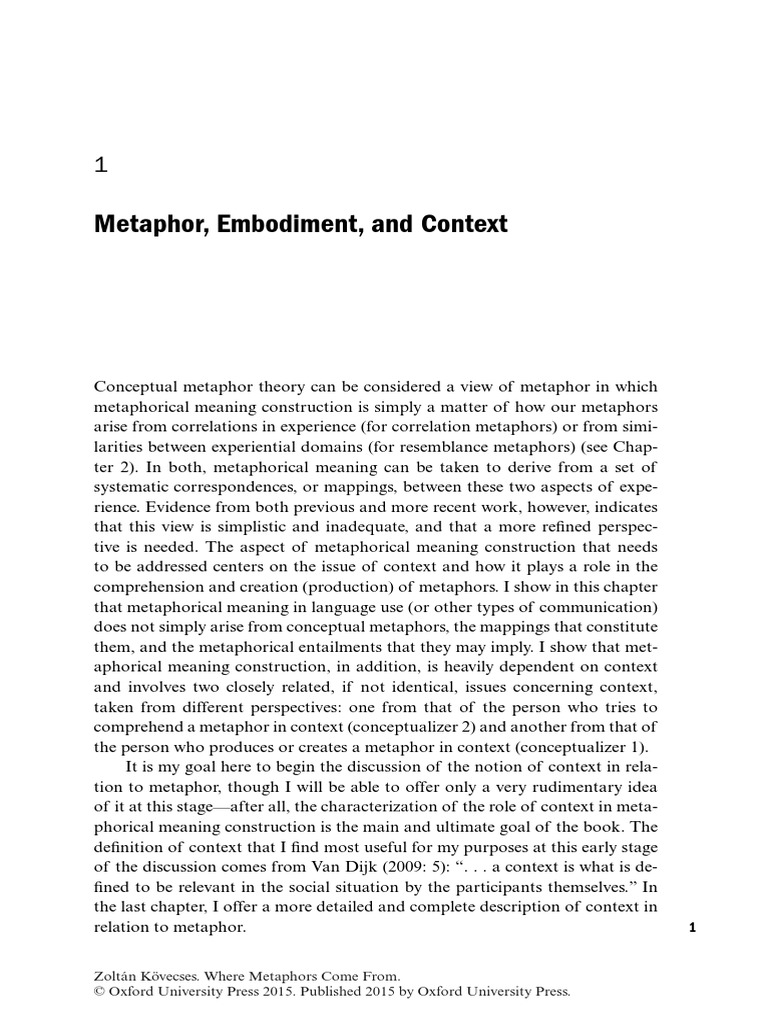 1metaphor Embodiment and Context | PDF | Metaphor | Embodied Cognition