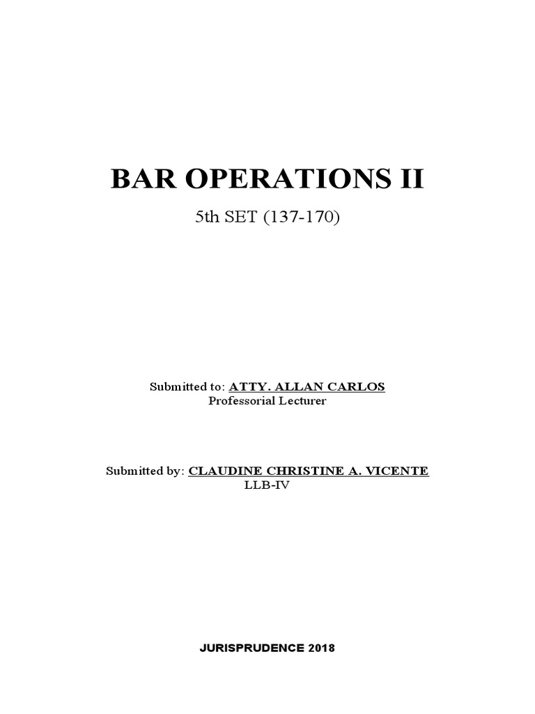 Bar Ops 2 - 5th Wave List (137-170) | PDF | Government | Philippines