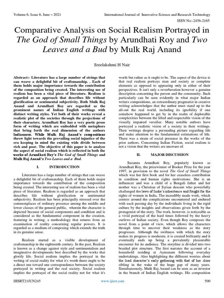 Comparative Analysis On Social Realism Portrayed in The God of Small ...