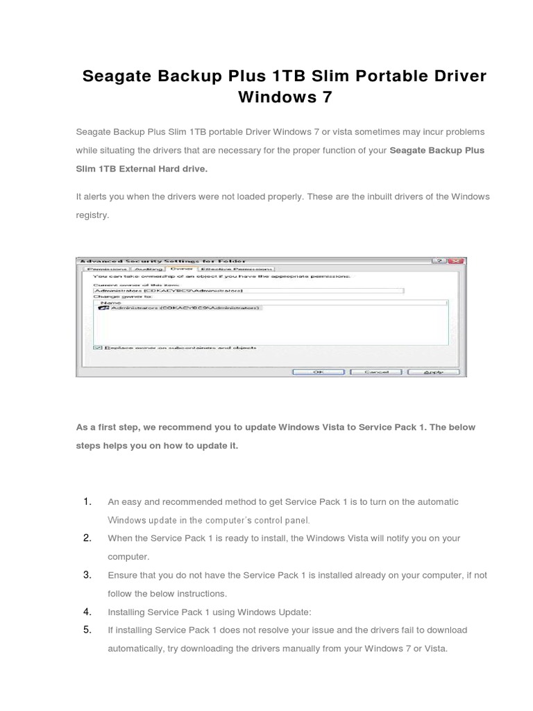 Seagate Backup Plus 1TB Slim Portable Driver Windows 7 | PDF | Finance ...