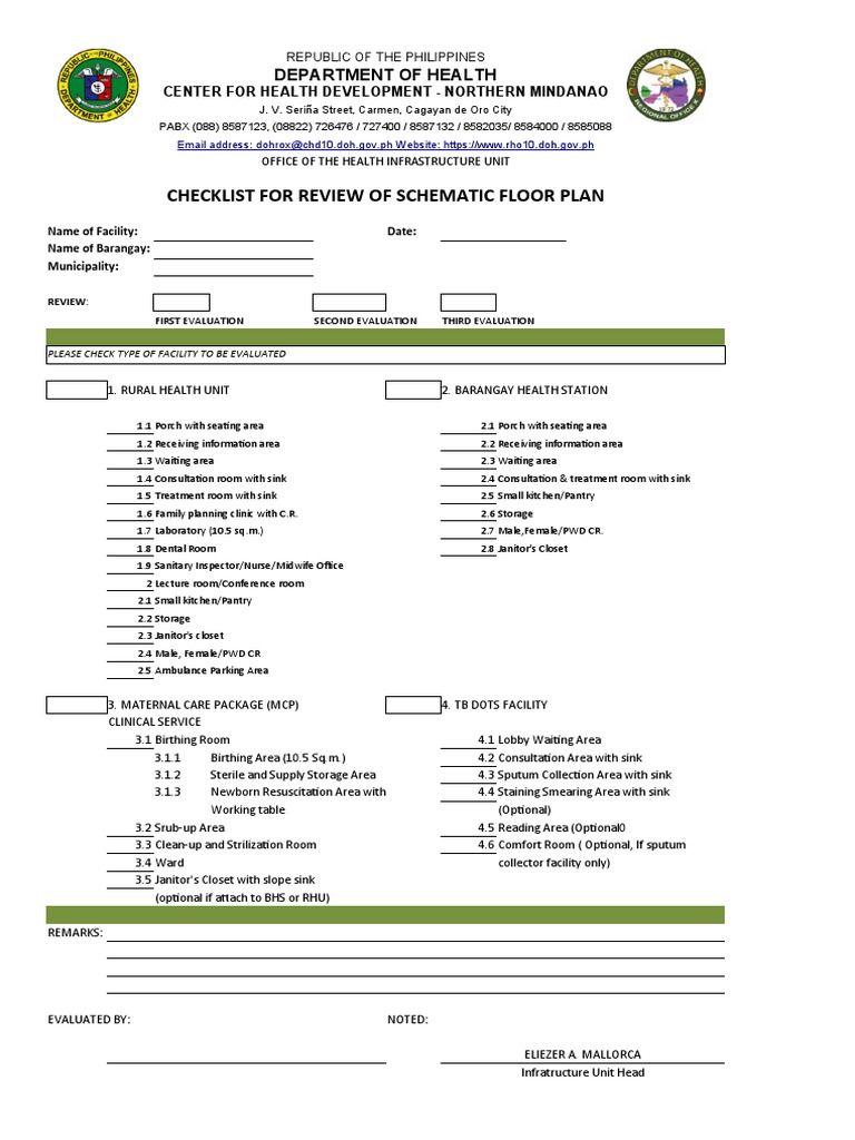 DOH Floor Plan Review Checklist | PDF | Health Care | Health Sciences
