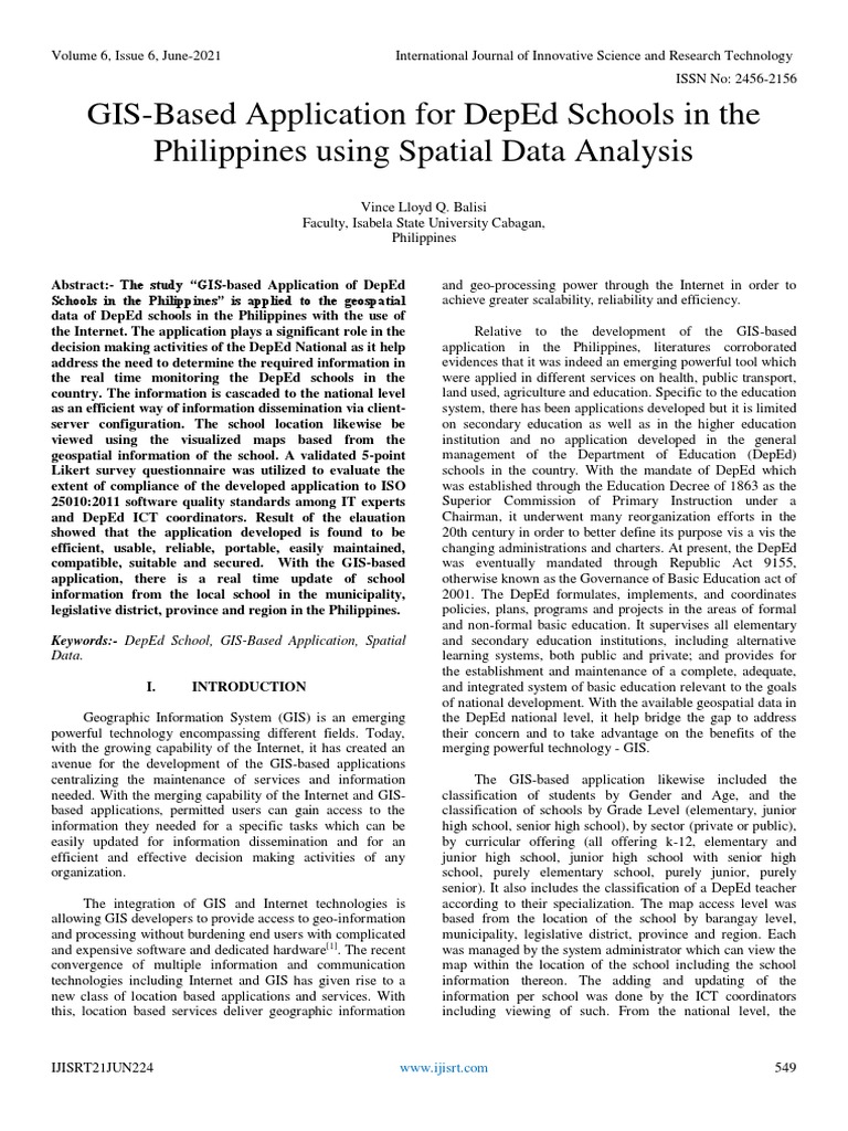 GIS-Based Application For DepEd Schools in The Philippines Using Spatial Data Analysis ...