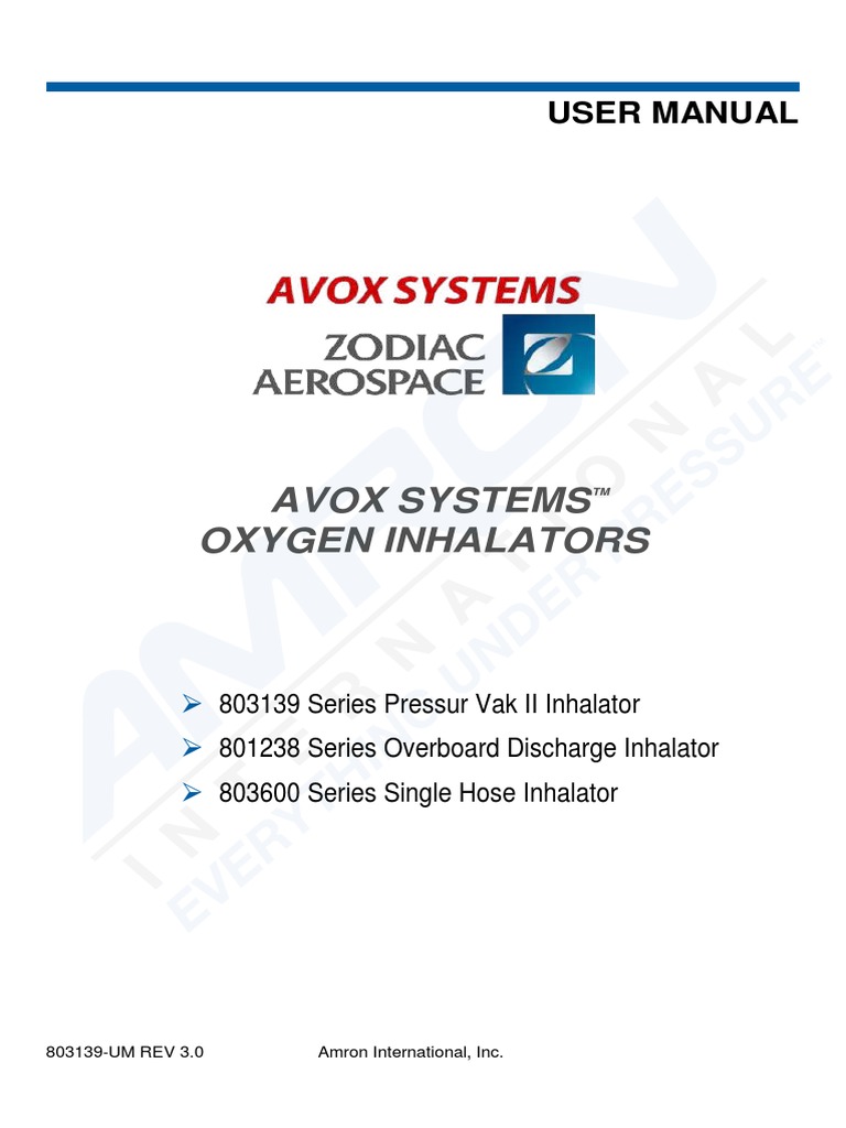 Avox 803139 Um Oxygen Inhalators User Manual Rev 3 0 | PDF ...