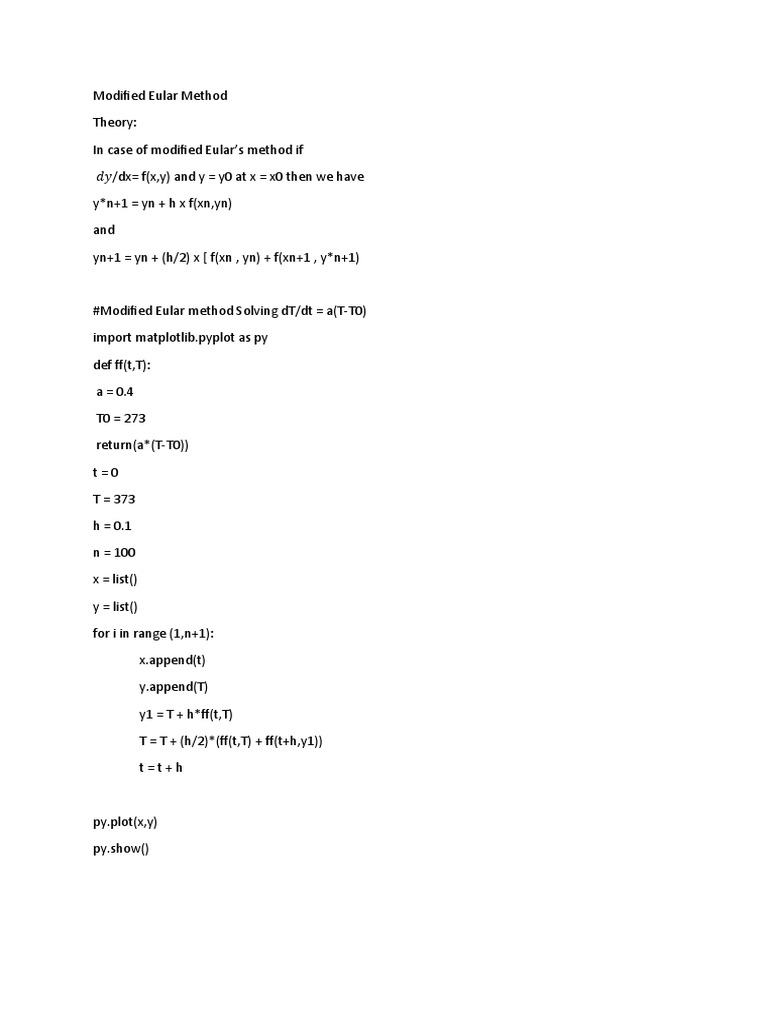 Modified Eular Method | PDF