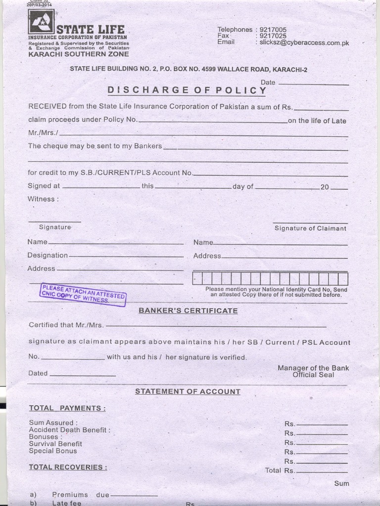 Death Claim Discharge Voucher | PDF