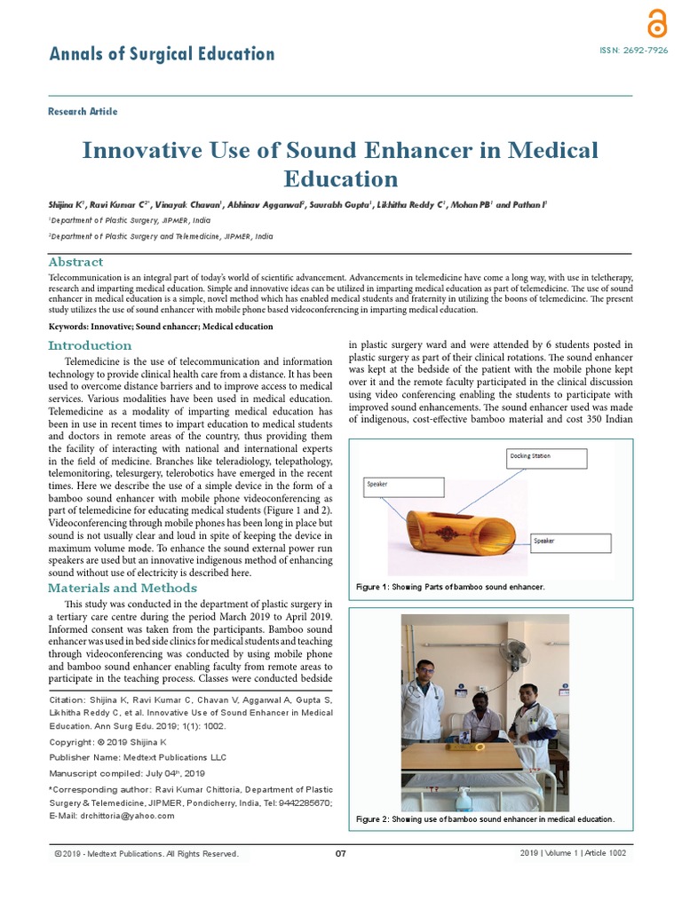 Innovative Use of Sound Enhancer in Medical Education 169 | PDF ...