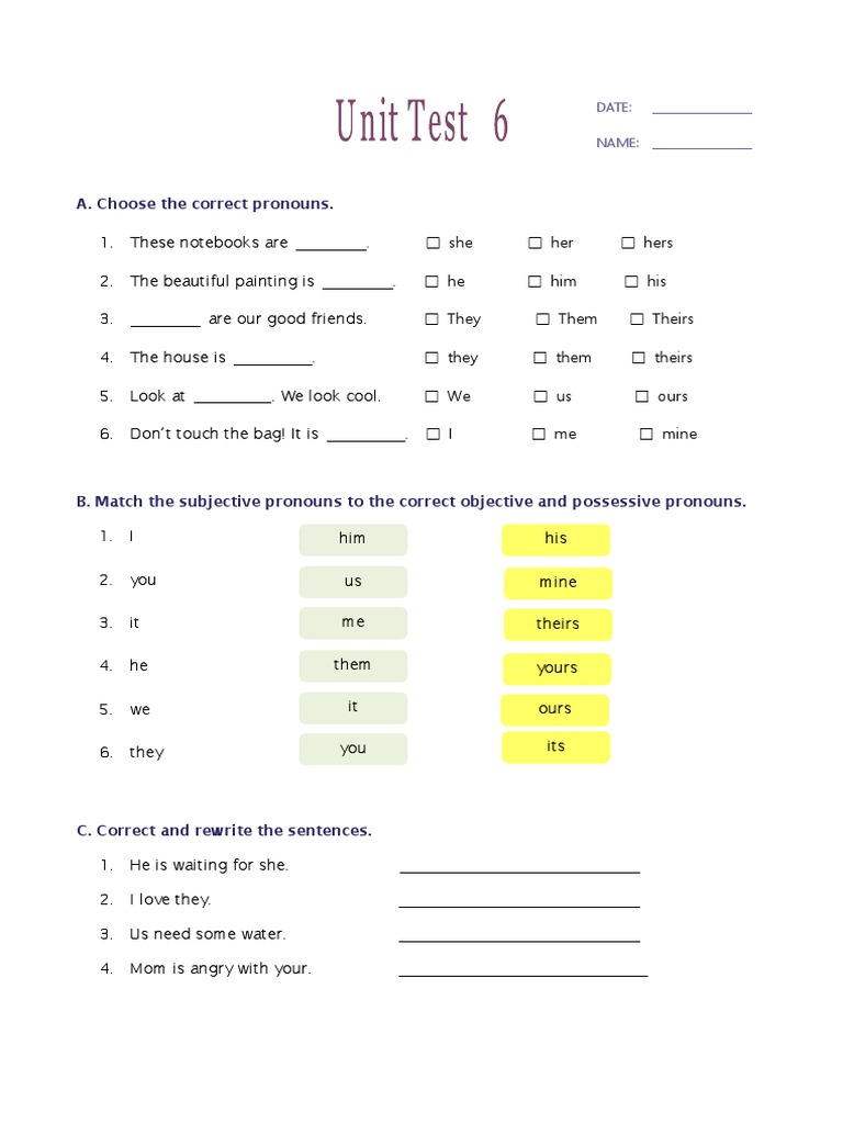 Grammar in Focus 1 Unit Tests 6-10 | PDF