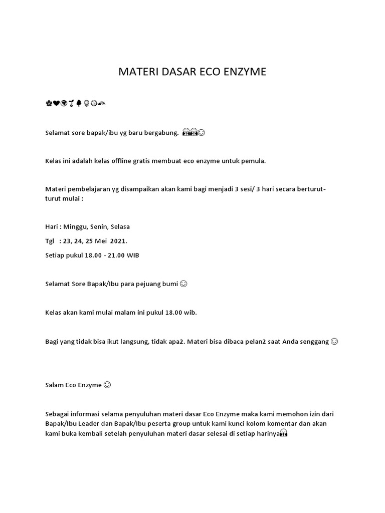 Materi Dasar Eco Enzyme | PDF | Kesehatan Holistik