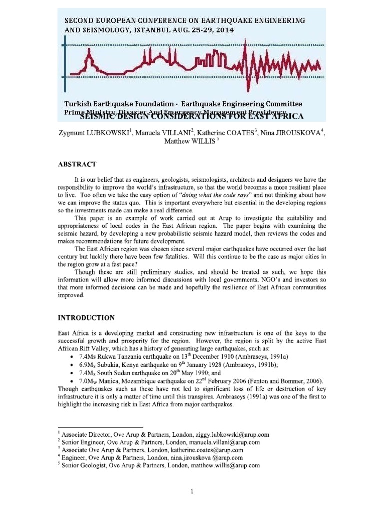 Seismic Design Considerations For East Africa | PDF