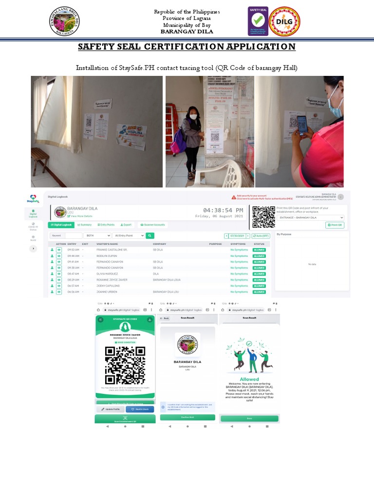 Safety Seal Certification Application: Installation of Staysafe - PH ...