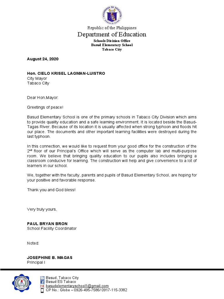 Request for School Construction Support | PDF