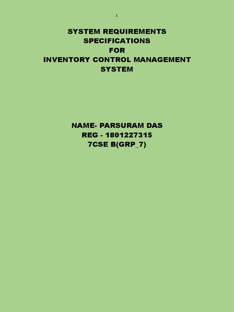 Srs Inventory Management System - 1801227315 | PDF | Inventory | Databases