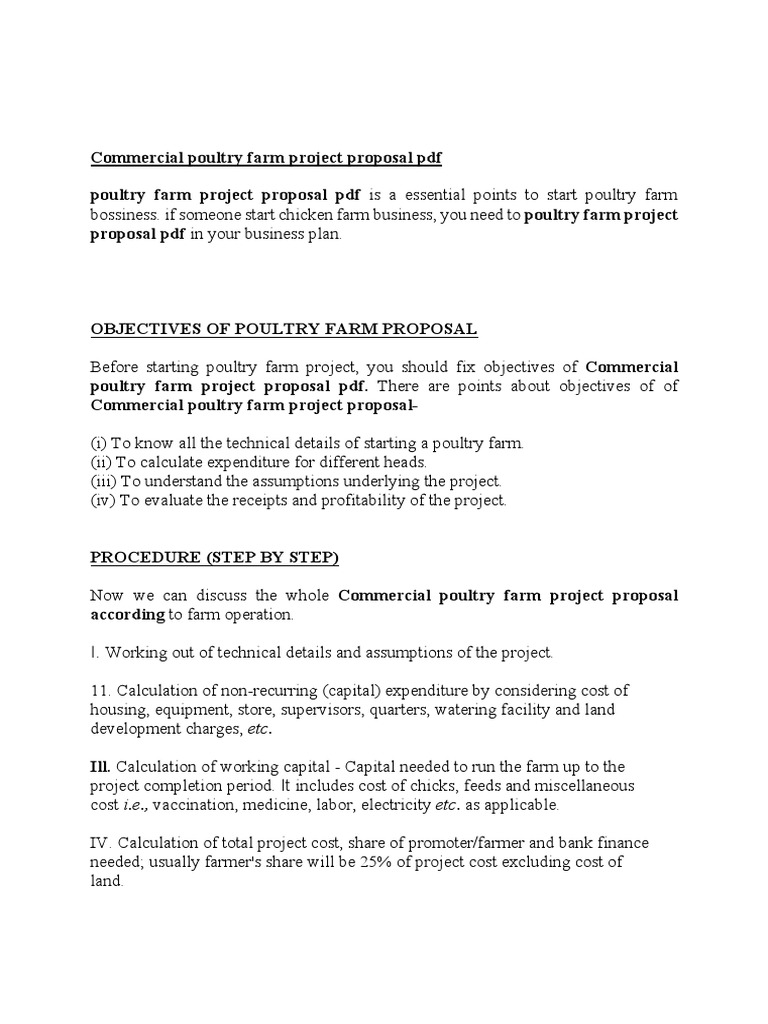 Commercial Poultry Farm Project Proposal PDF | PDF | Poultry Farming ...