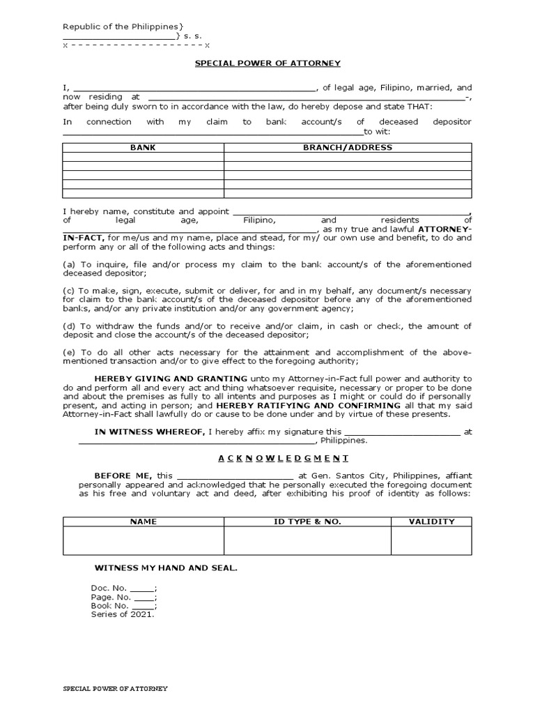 Spa For Bank Claim of Heirs of Deceased Depositor | PDF | Power Of ...