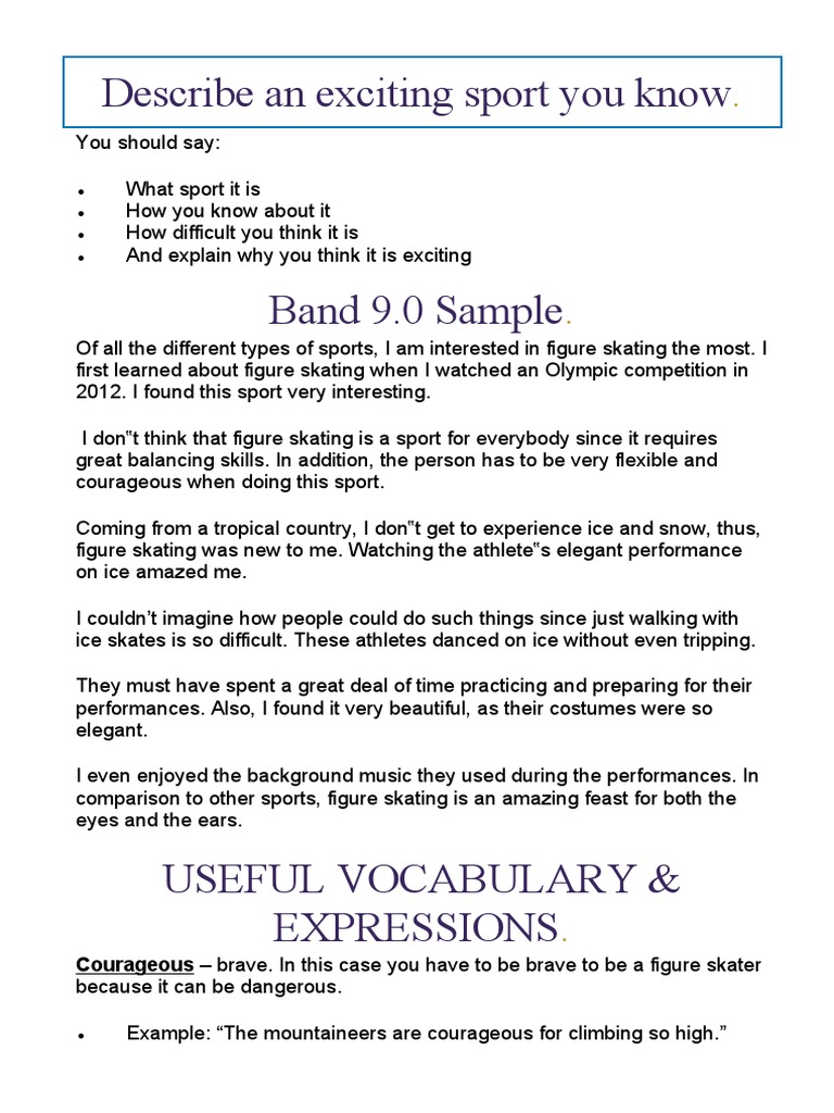 Describe An Exciting Sport You Know | PDF | Color | Figure Skating