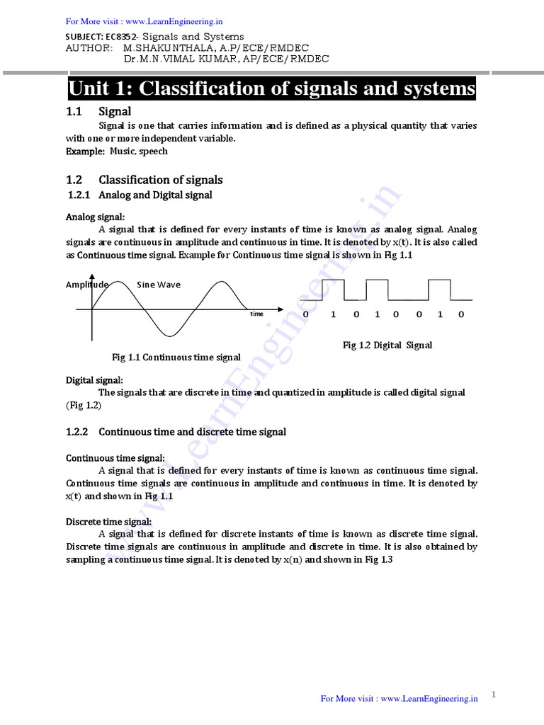 Signals & Systems Basics | PDF | Discrete Time And Continuous Time | Digital Signal