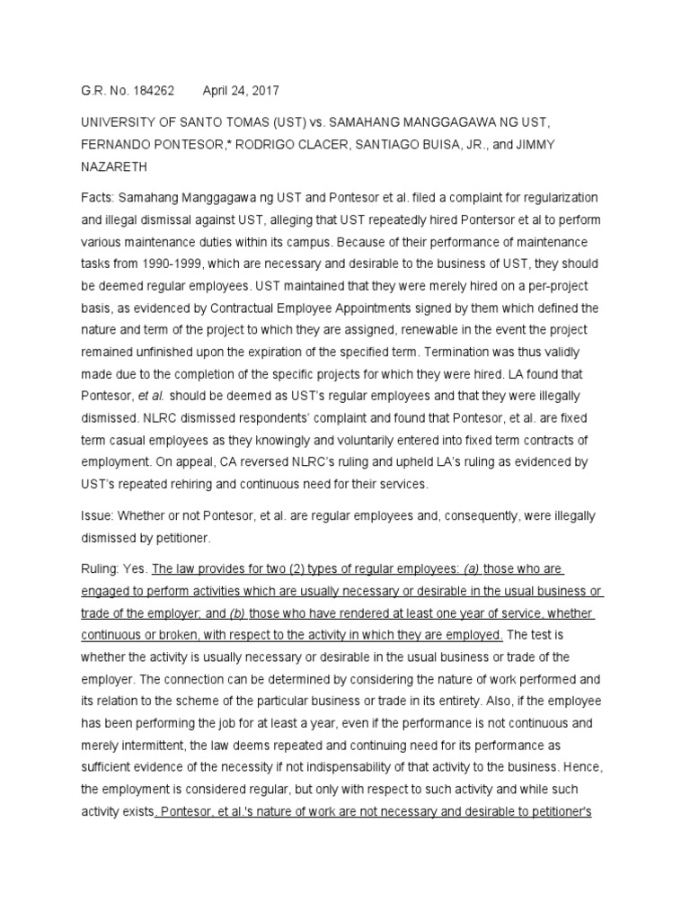 X UST-vs-Samahang-manggagawa-ng-UST | PDF | Employment | Complaint